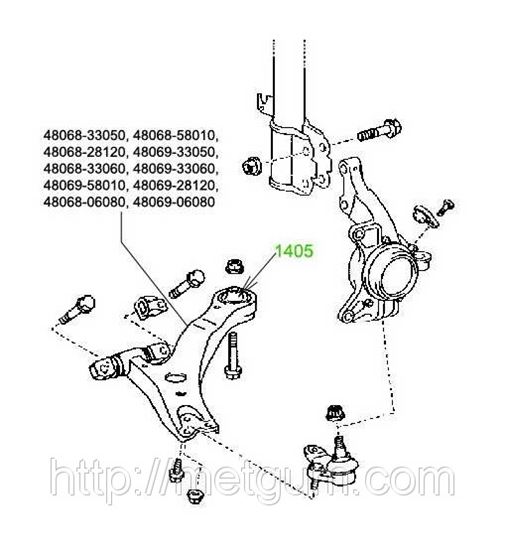 14-05 Сайлентблок переднего рычага задний Toyota Camry 30, 35, 40 ...